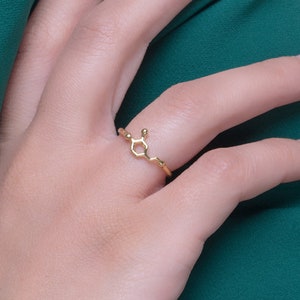 Solid Gold Dopamine Ring, Biology Jewelry Nerd, Chemical Structure Ring ...