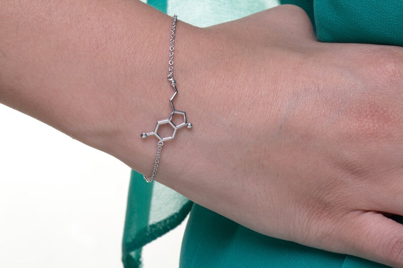 Silver Molecule Serotonin Bracelet Chemistry Bracelet | Etsy