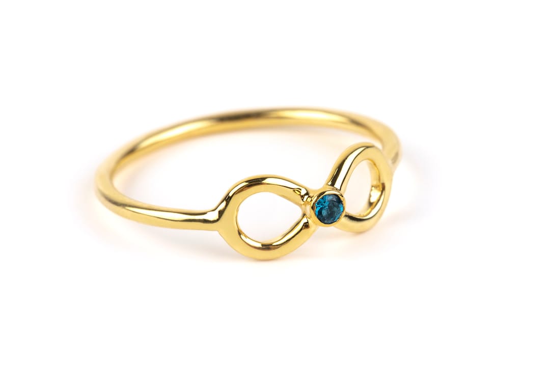 Solid Gold Infinity Ring, Precious Stone Jewelry, Eternity Symbol Ring ...