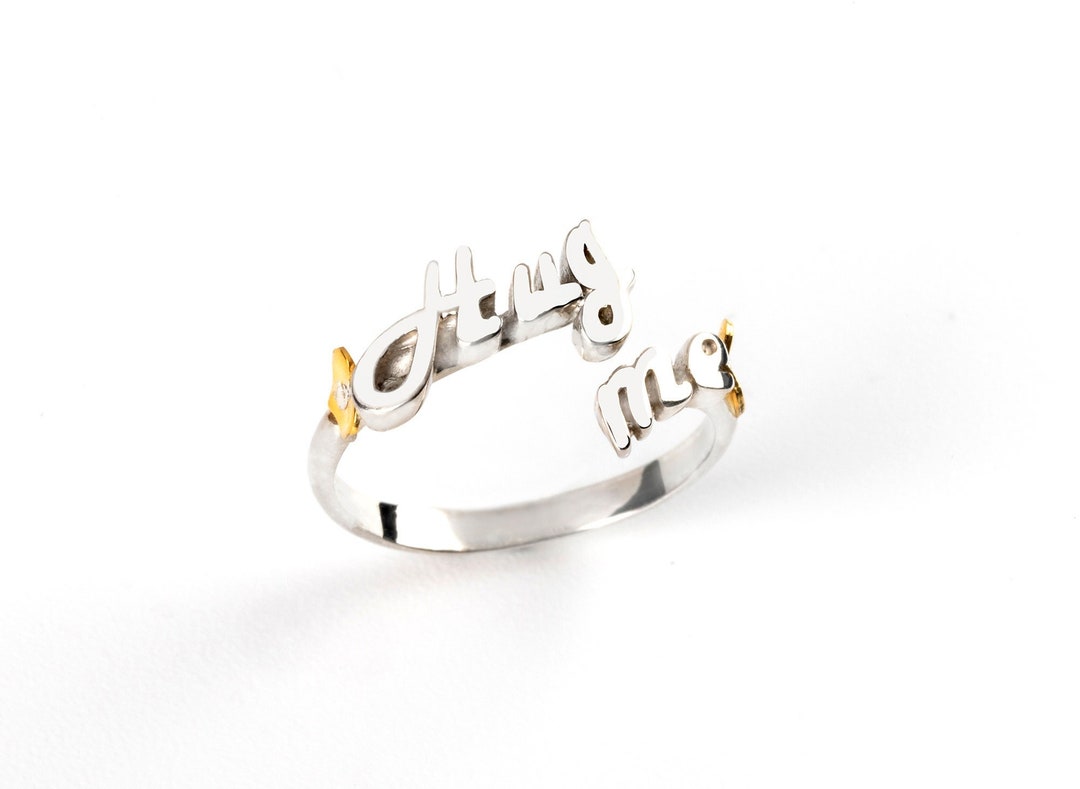 Hug Me Ring Midi, Solid Gold Hearts Romantic Ring, Silver Jewelry Lover ...