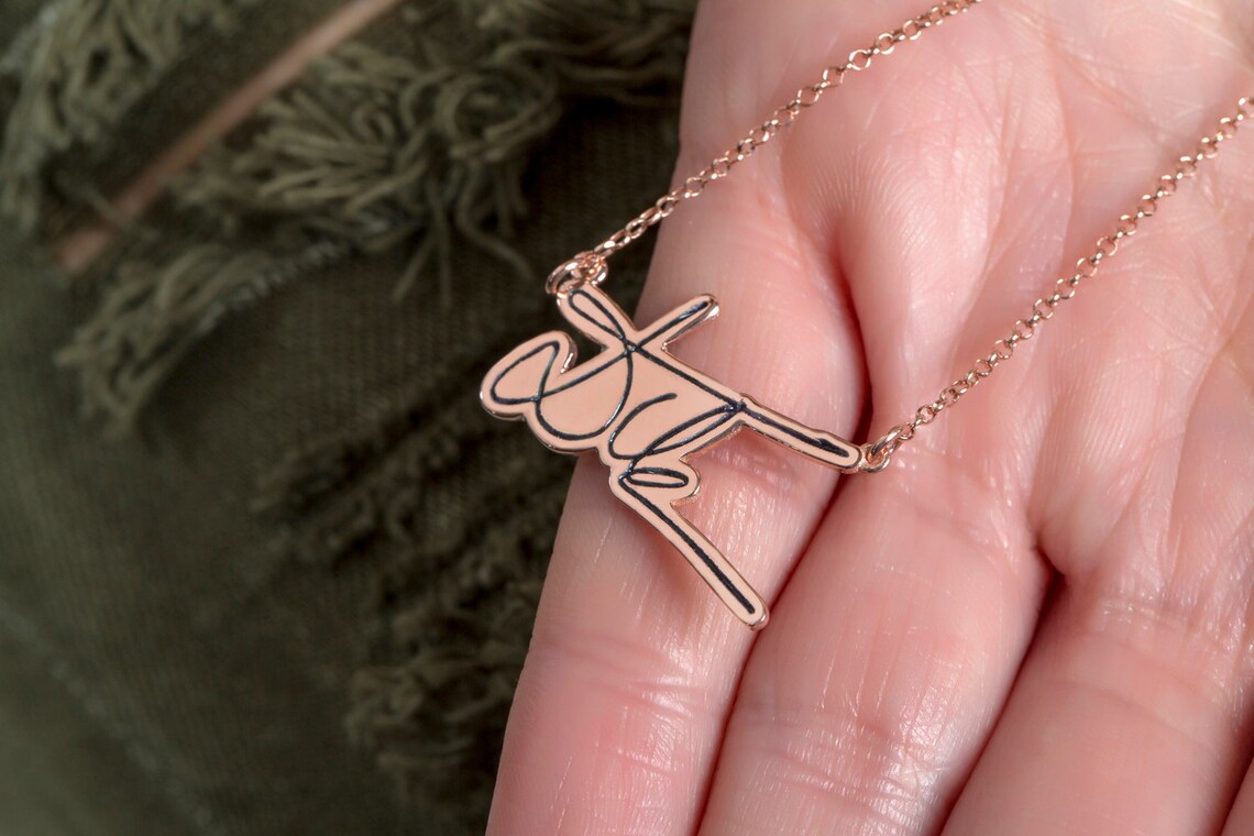 Initialing Necklace Gold Solid Enamel Jewelry Signature | Etsy