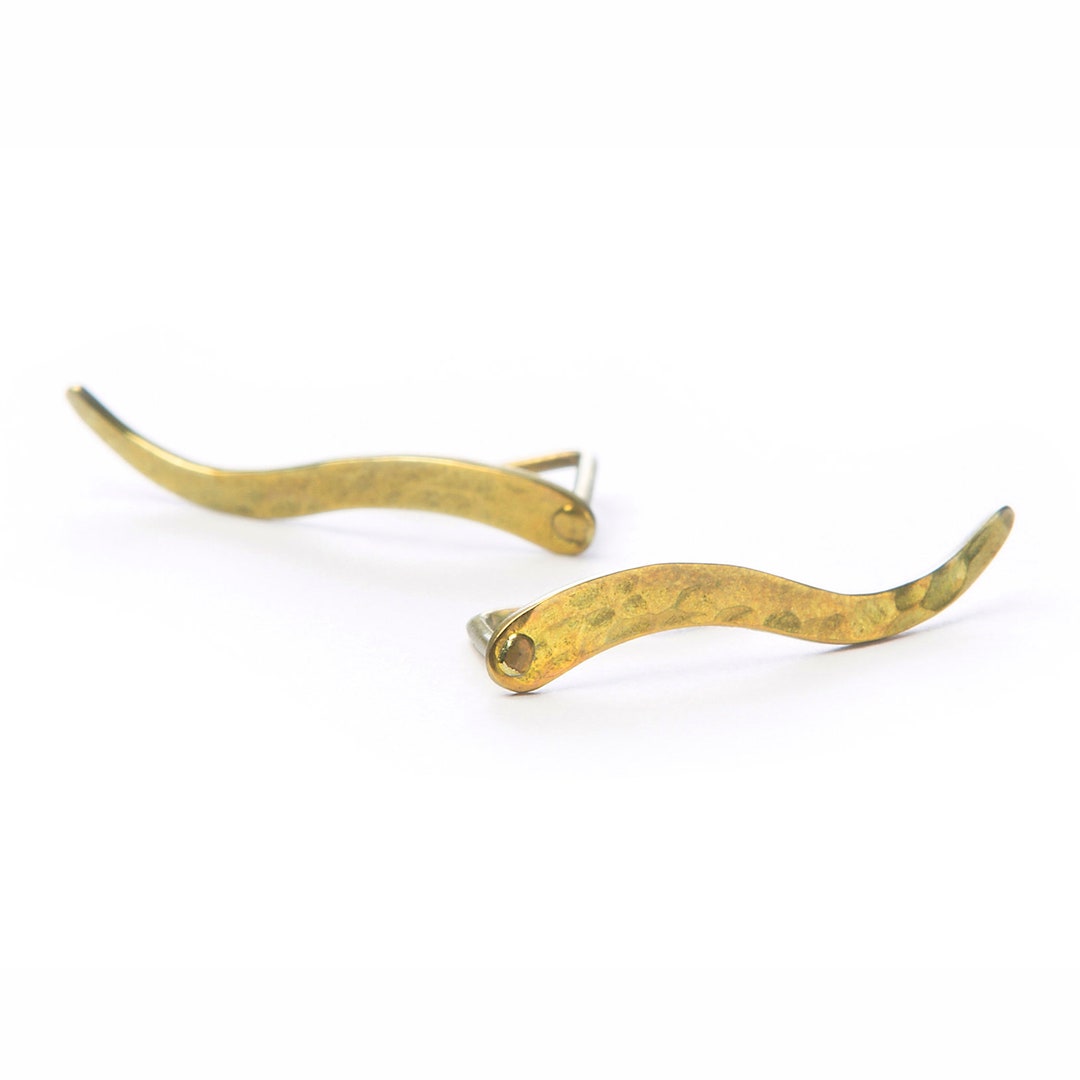 Titanium Hammered Ear Crawler, Hypoallergenic Ear Climber Elf, Wavy ...