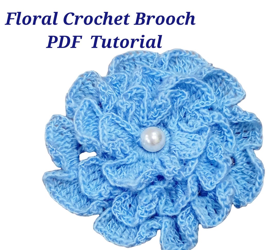 Crochet Flower Brooch Pattern – Handmade Wool Floral Pin | PDF Tutorial ...
