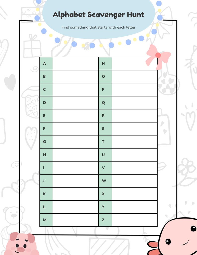 Alphabet Scavenger Hunt Worksheet | Letter Recognition Activity for ...