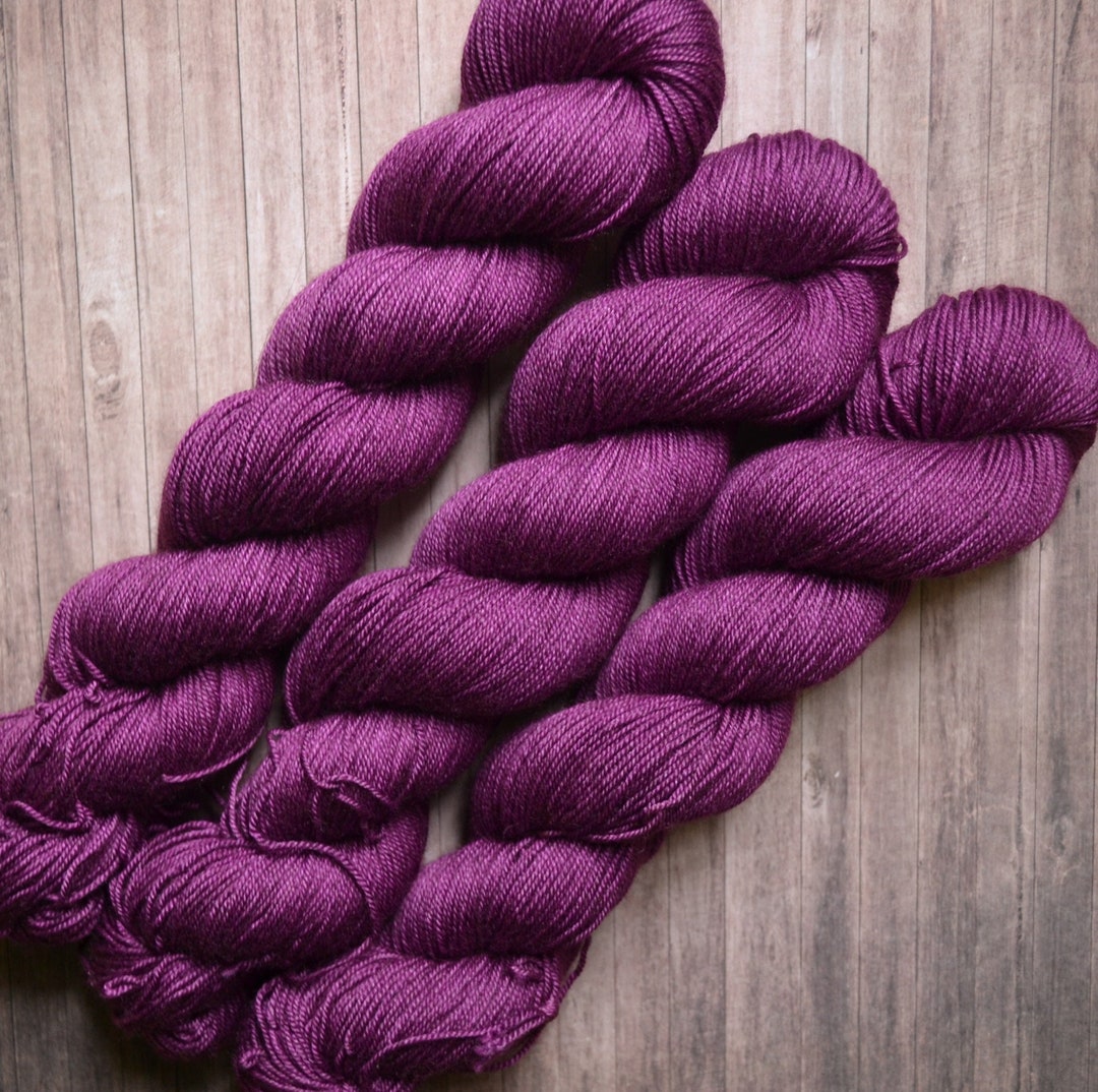 Merino, Silk, Yak, 4ply fingering yarn, UK, purple purl, handdyed ...