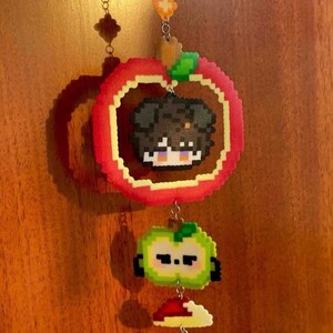Love and Deep Space Caleb Pixel Apple Charm | Handmade Beaded Decor - Etsy