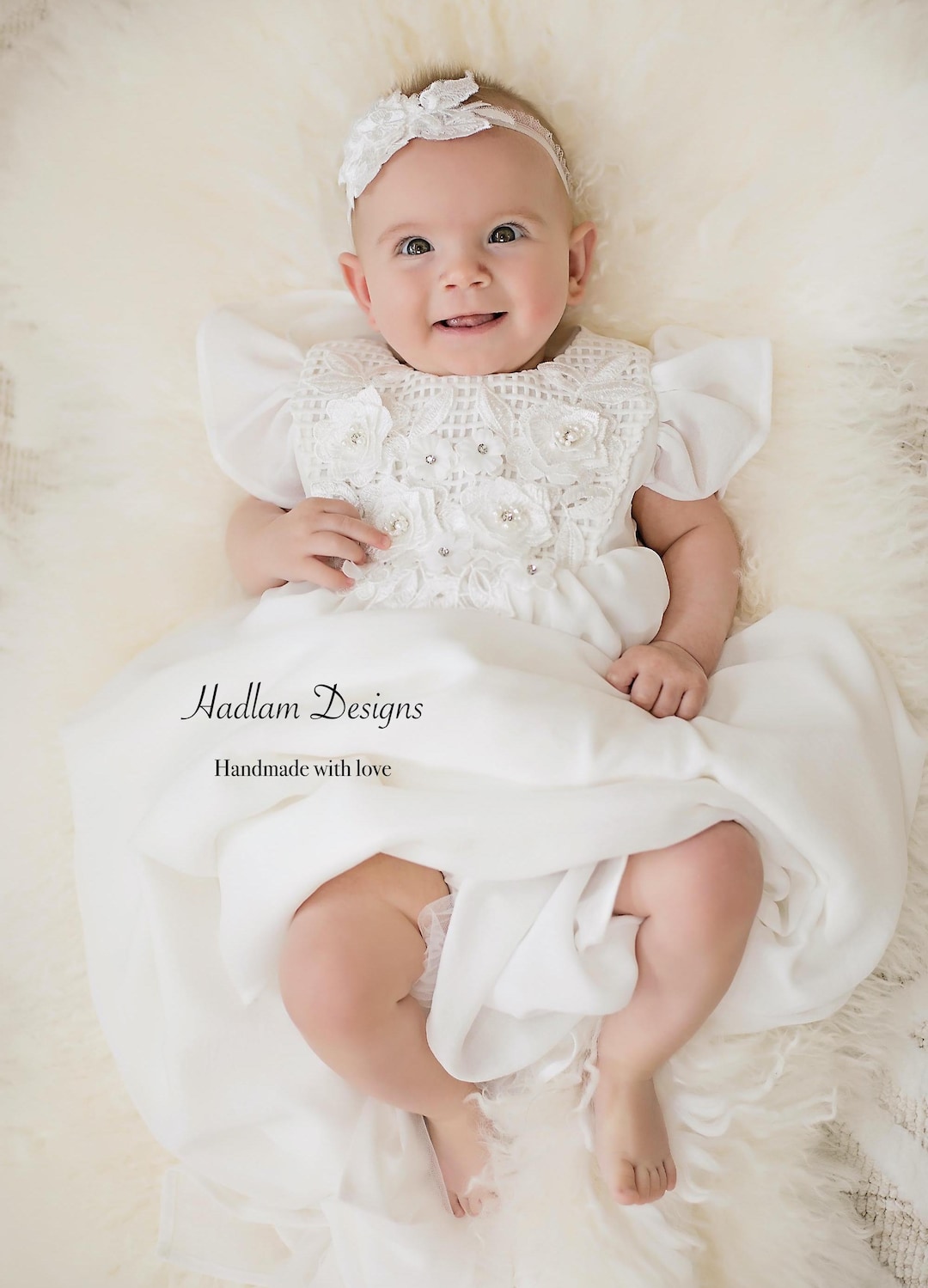 Emmy, Baby Girl Baptism Dress, Pretty Baby Baptism Dress, Dainty Baby ...