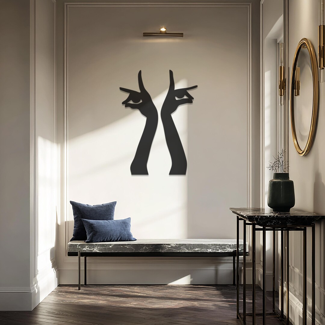 Hand Gesture and Eyes Metal Wall Art, Abstract Wall Sculpture, Modern ...