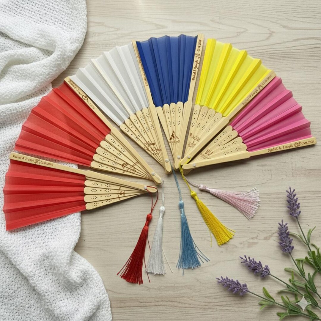 Personalized Fabric Wedding Fans – Custom Favors for Weddings - Etsy