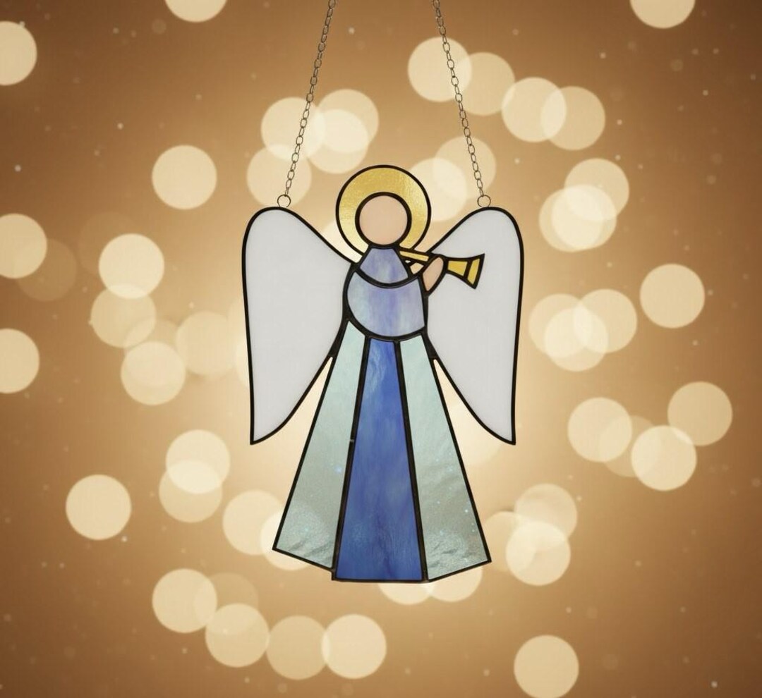 Angel Stained Glass Pattern – Spiritual Suncatcher Design, Christmas ...