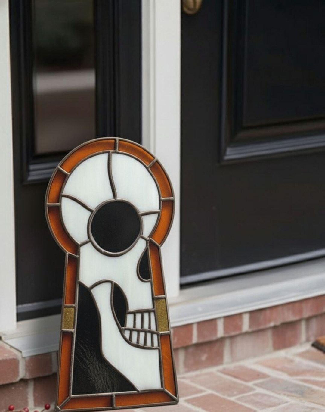 Skull Keyhole Stained Glass Pattern – Gothic Suncatcher Template ...