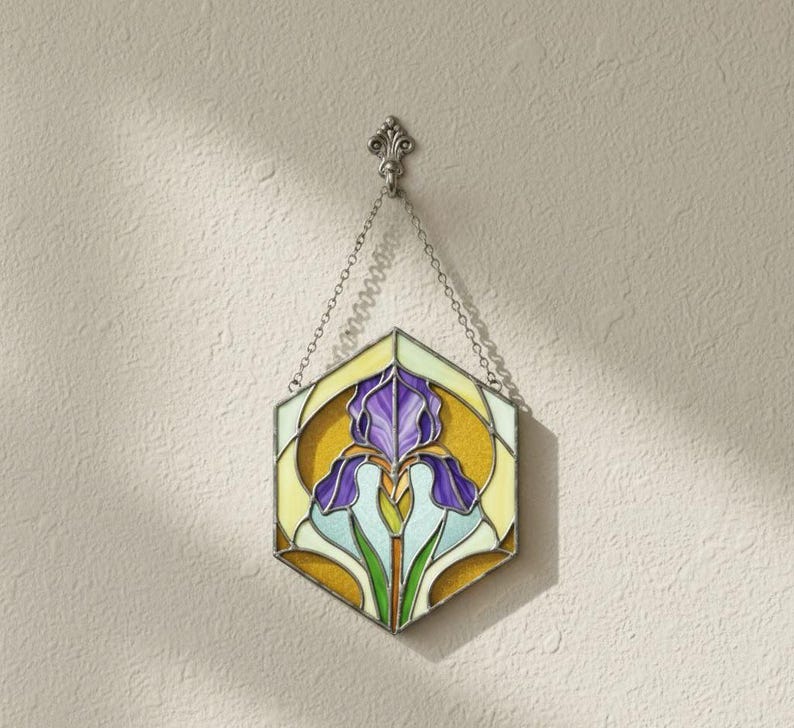 Iris Stained Glass Pattern – Floral Suncatcher Template, Elegant Flower ...