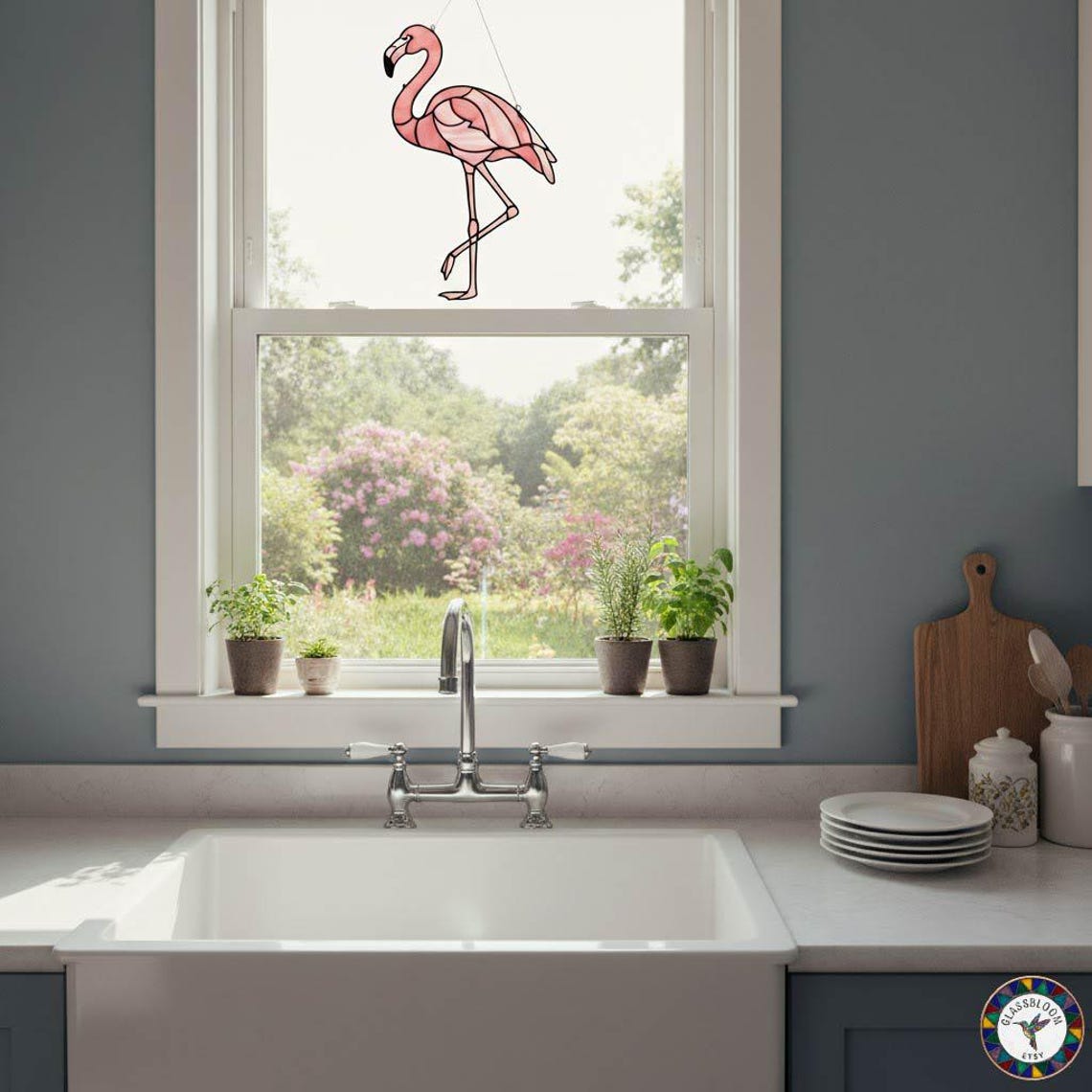 Flamingo Stained Glass Pattern – Tropical Bird Suncatcher, Summer ...