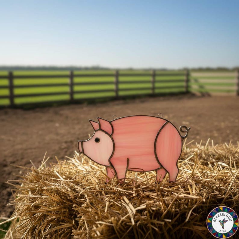 Pig Stained Glass Pattern – Farm Animal Suncatcher Template (digital ...