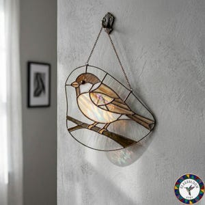 Sparrow Stained Glass Pattern, Bird Suncatcher Template, Beginner ...
