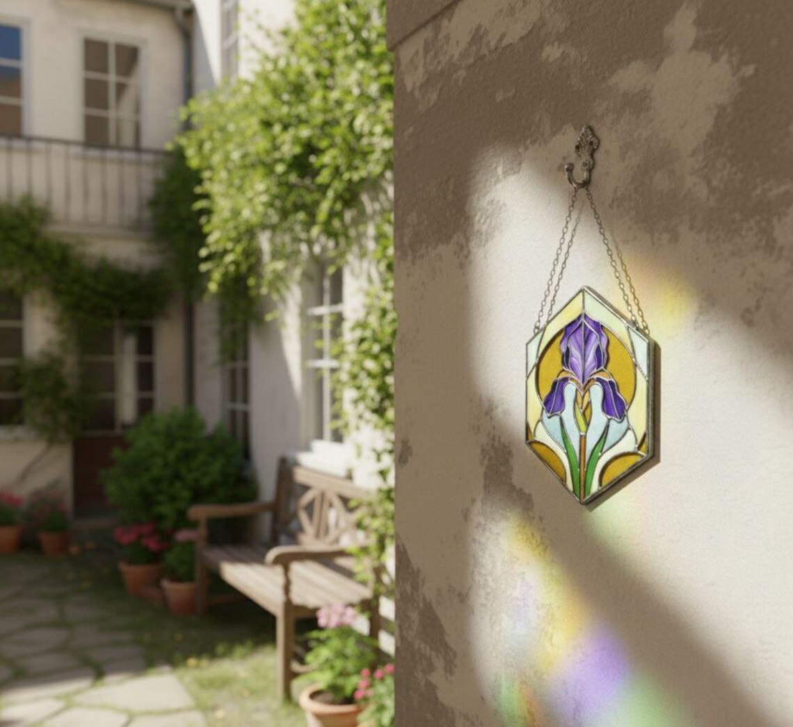 Iris Stained Glass Pattern – Floral Suncatcher Template, Elegant Flower ...