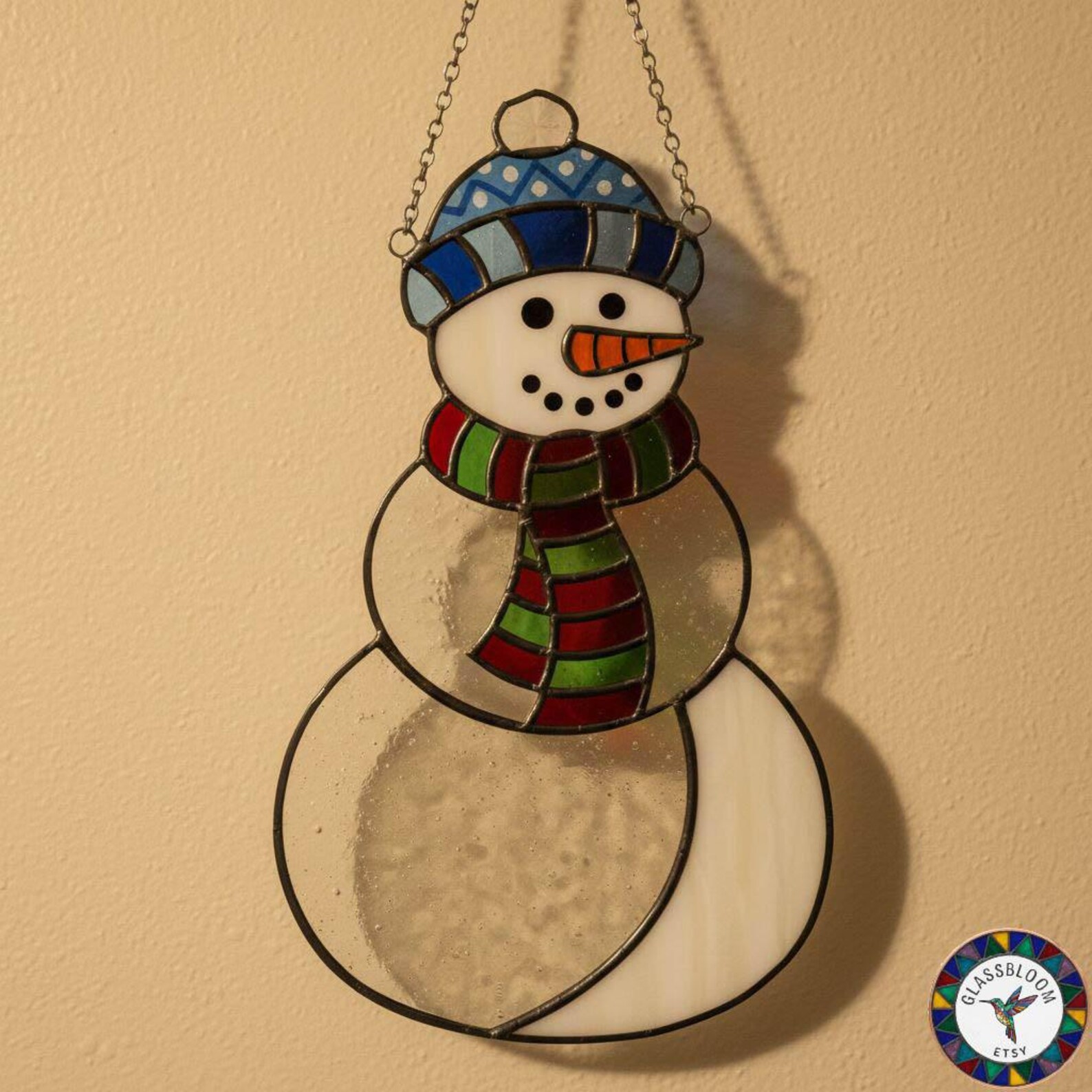 Snowman Stained Glass Pattern – Winter Suncatcher Template, Christmas ...