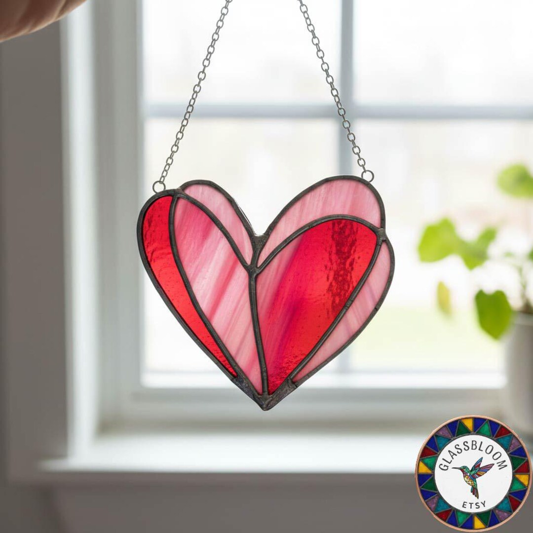 Modern Heart Stained Glass Pattern – Abstract Love Suncatcher Template ...