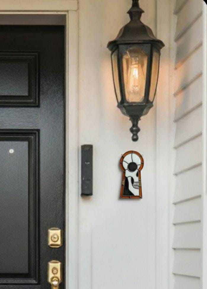 Skull Keyhole Stained Glass Pattern – Gothic Suncatcher Template ...