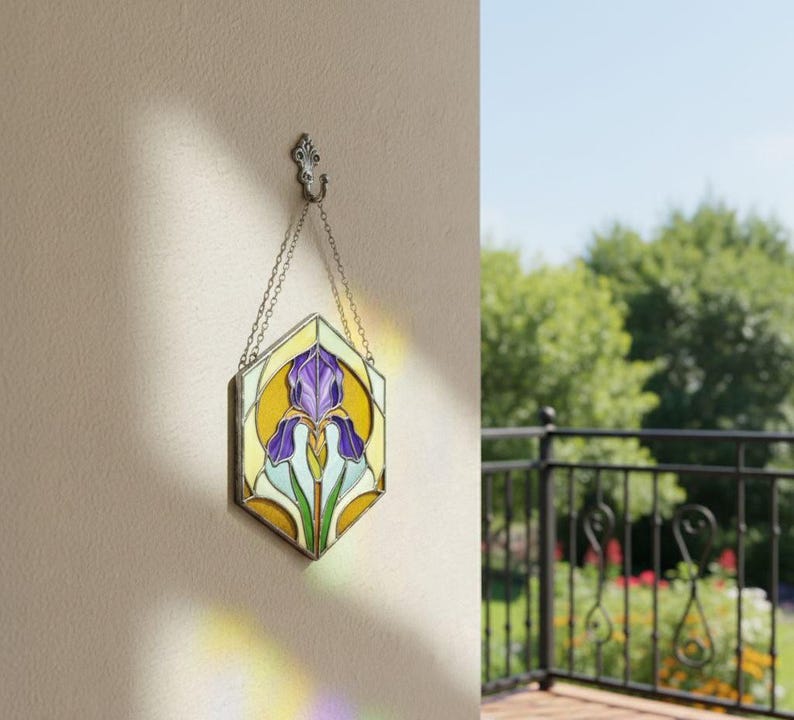 Iris Stained Glass Pattern – Floral Suncatcher Template, Elegant Flower ...