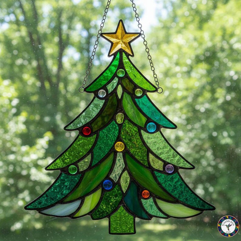 Christmas Tree Stained Glass Pattern – Holiday Window Decor, Festive ...