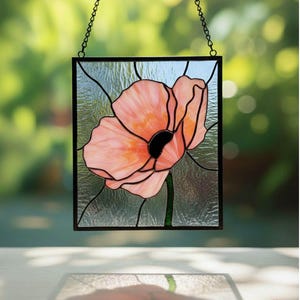 Flower Stained Glass Pattern – Floral Suncatcher Template, Botanical ...