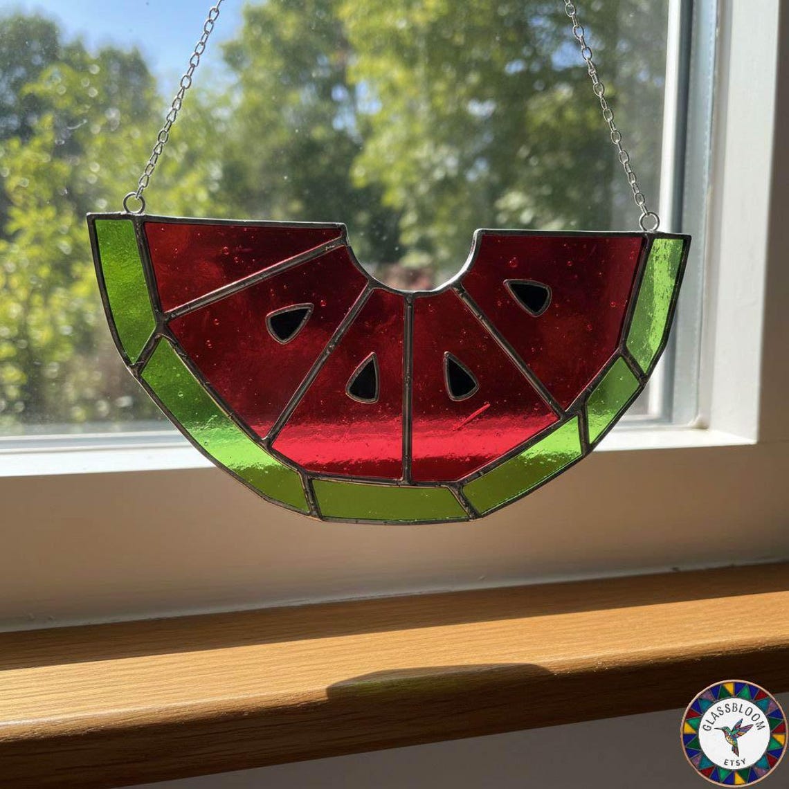 Watermelon Slice Stained Glass Pattern – Summer Fruit Suncatcher ...