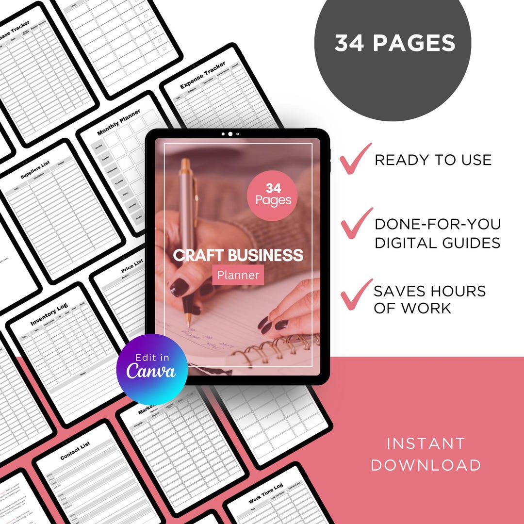Craft Business Planner | Printable Small Business Organiser | Digital ...