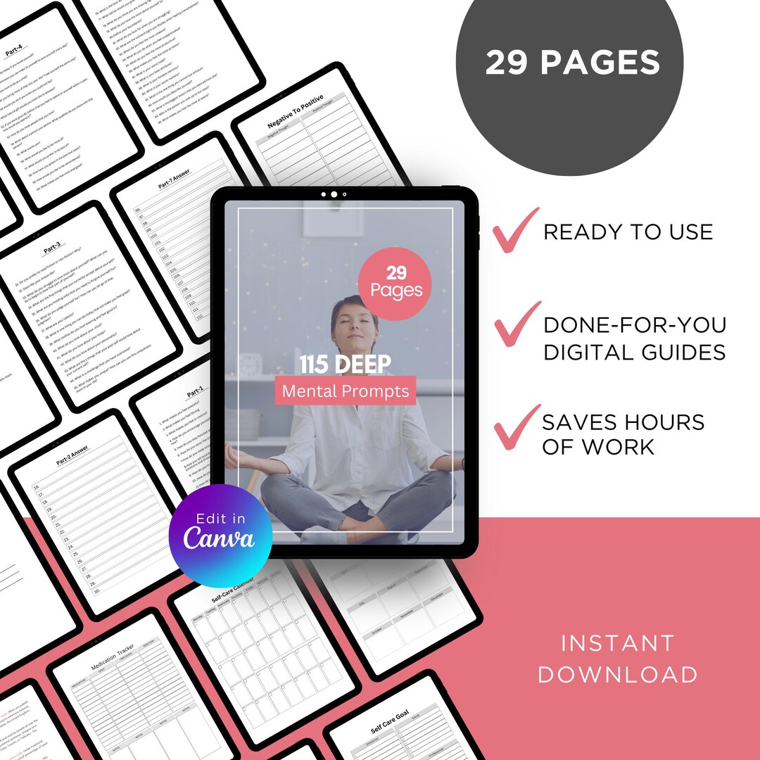 115 Deep Mental Prompts | Printable Self-reflection Journal | Personal ...