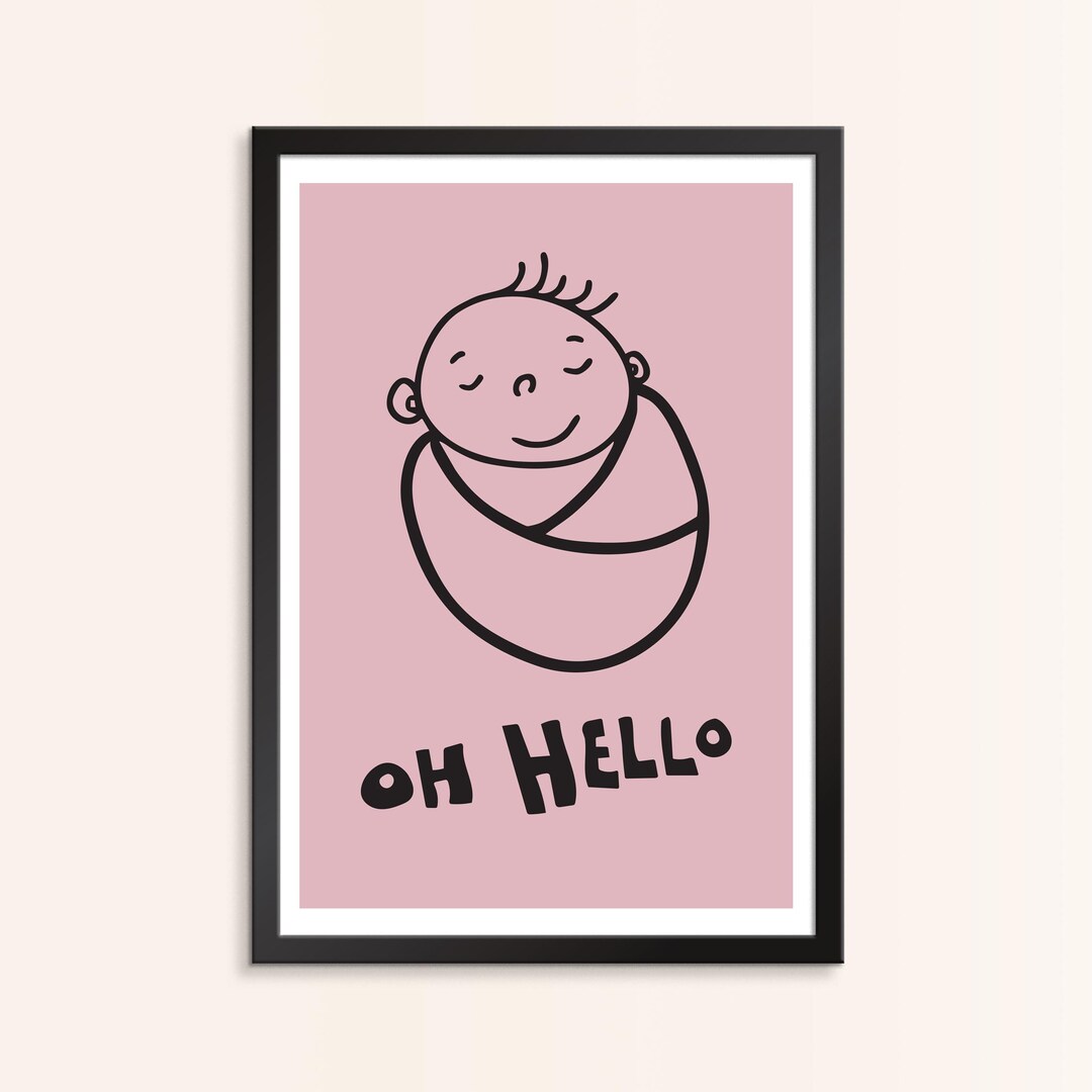 Ooh Hello Baby Girl Print: Modern Minimalist Nursery Art - Etsy