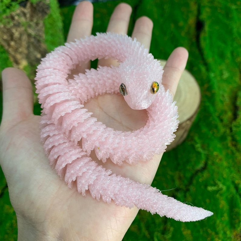 Articulated 3D Printed Flexible Snake Fidget Toy, Dazzling Iridescent ...
