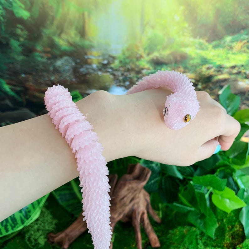 Articulated 3D Printed Flexible Snake Fidget Toy, Dazzling Iridescent ...