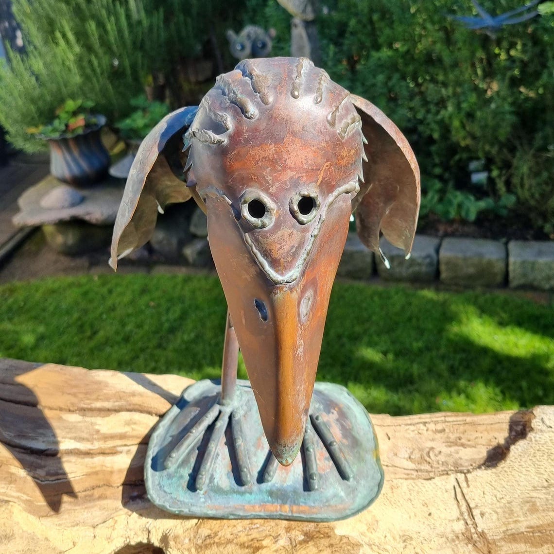 Hand-forged Copper Crow Sculpture, Choose With or Without Glasses ...