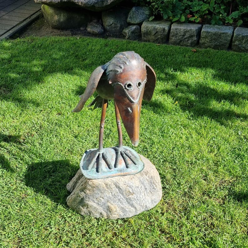 Hand-forged Copper Crow Sculpture, Choose With or Without Glasses ...