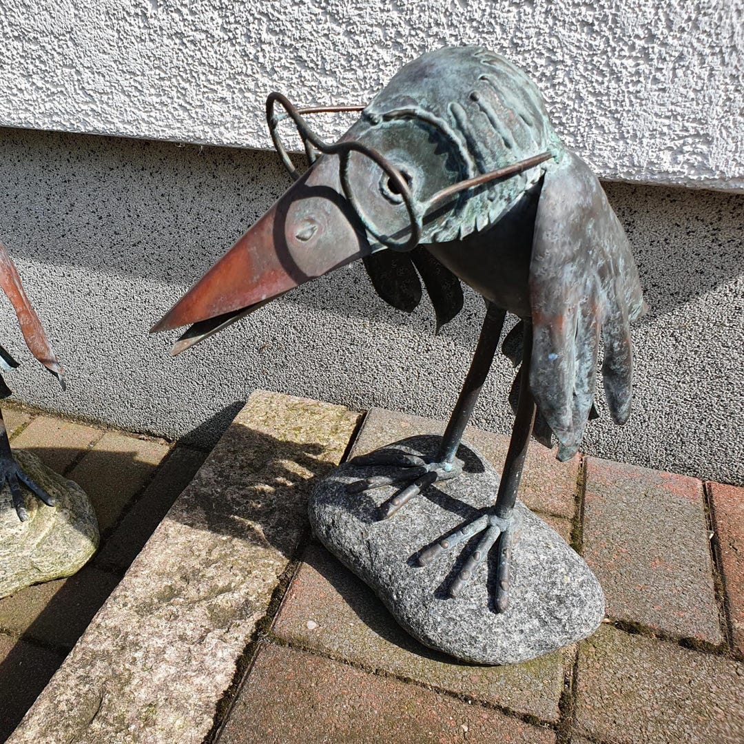 Hand-forged Copper Crow Sculpture, Choose With or Without Glasses ...
