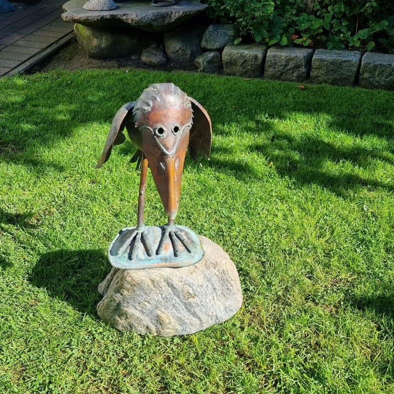 Hand-forged Copper Crow Sculpture, Choose With or Without Glasses ...
