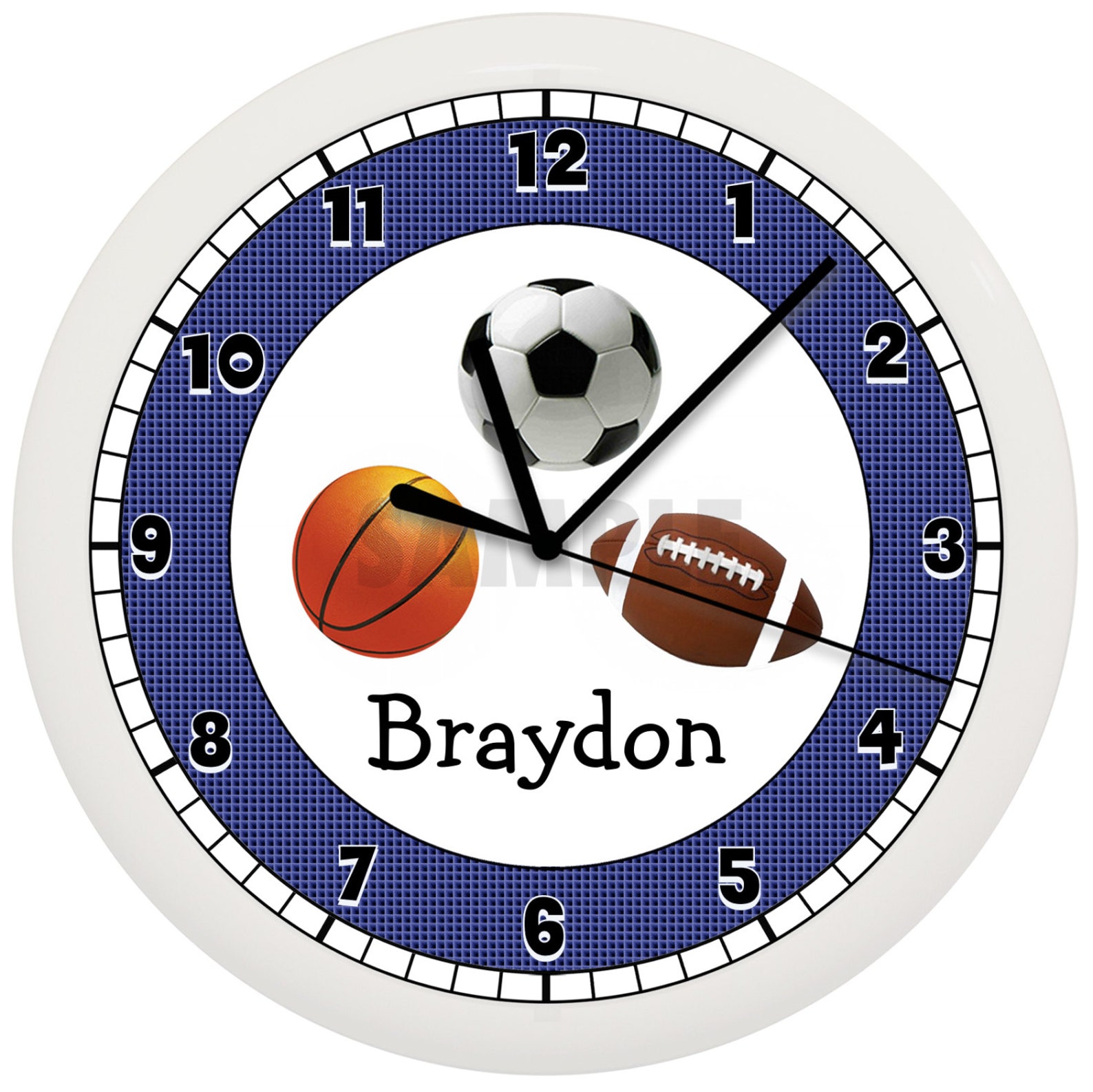 Personalized SPORTS WALL CLOCK Football Basketball Soccer | Etsy