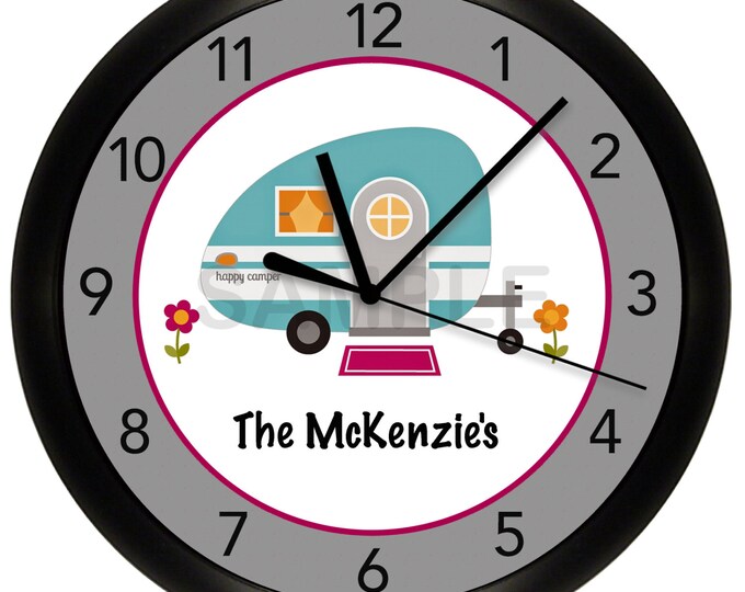 Happy Camper Camping Wall Clock 10 Diameter Personalized - Etsy