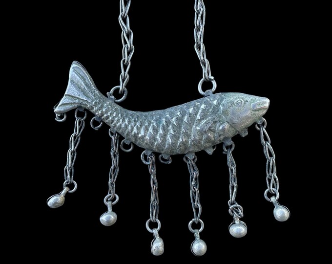 Large Hanging Silver Metal Fish Pendant With Hanging Dangles, Egypt ...