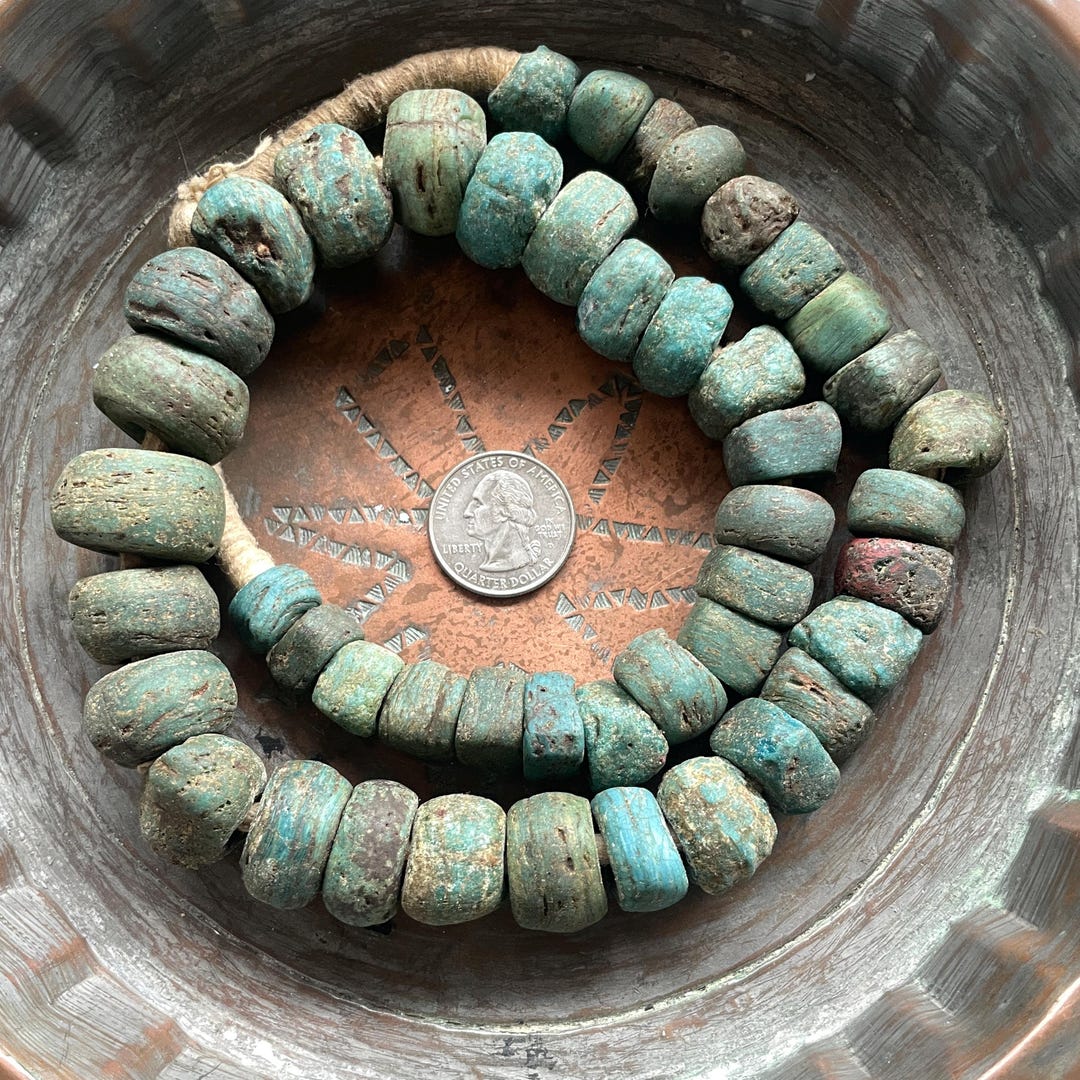 Strand of Antique Blue Green Hebron Beads - Rita Okrent Collection ...