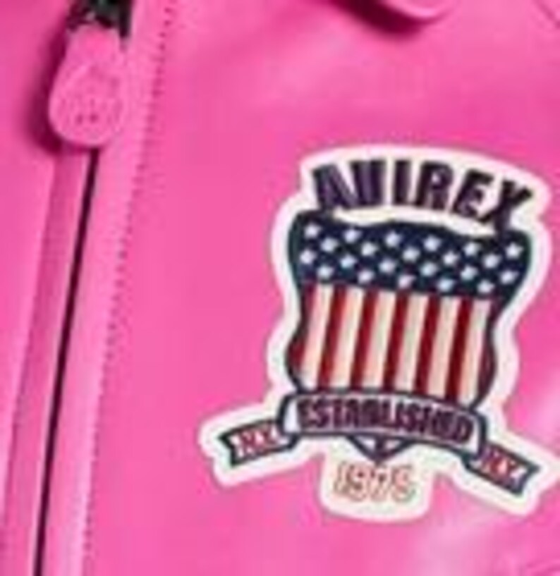 Women Avirex Pink Real Bomber American Flight Jacket Genuine Cowhide ...