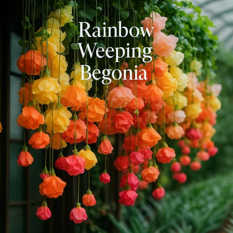 25 Rainbow Weeping Begonia Plant Seeds for Vibrant Blooms & Lush ...