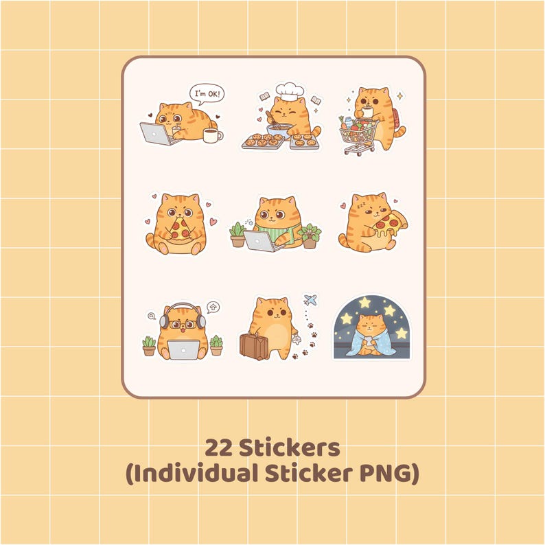 Cute Cat Digital Stickers Goodnotes Sticker Pack Adorable Digital ...