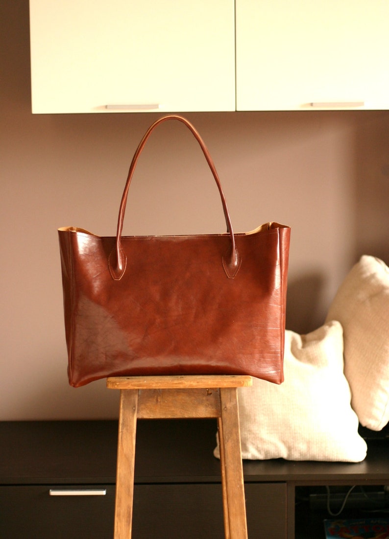 Leather Tote Bag For Women Made In Italy Leather Shoulder Etsy