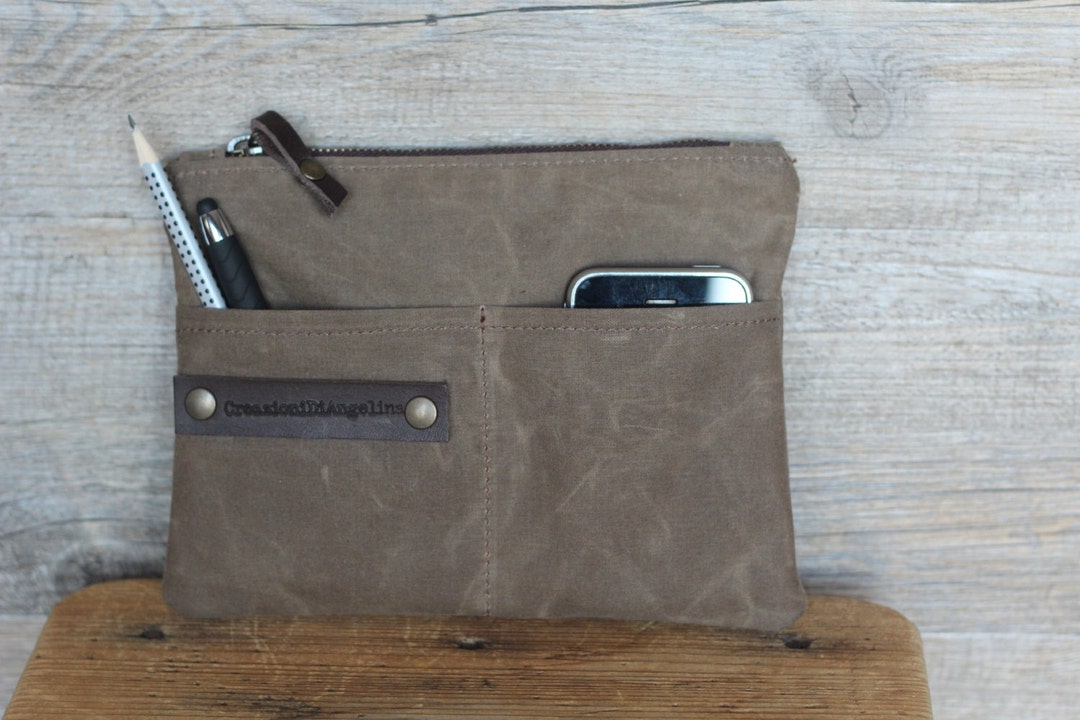 Astuccio Di Canvas, Portadocumenti Viaggio, Pochette Di Waxed Canvas, Porta Documenti, Borsa ...
