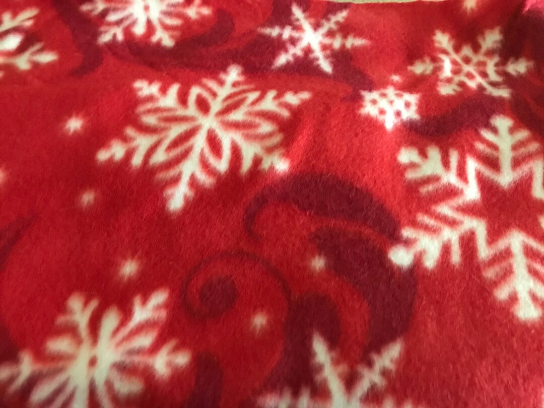 Tonal Red Fleece With White Snowflakes-- by the Yard - Etsy