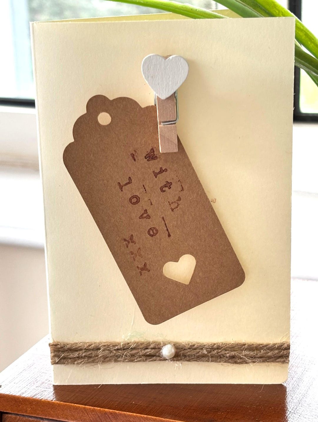 Handmade, Blank A5 Greeting Card - Stamped Parcel Tag and Peg ! - Etsy UK