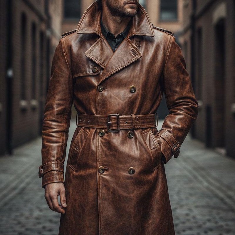 Leder trenchcoat men - Etsy.de
