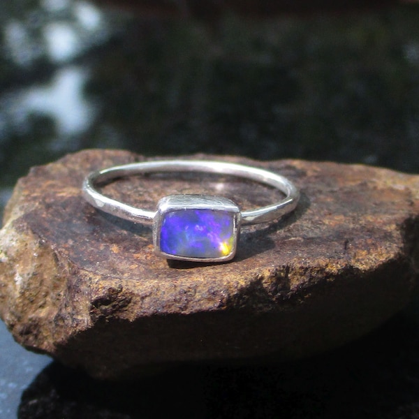 Sterling Silver Ring With Australian Crystal Opals - Etsy