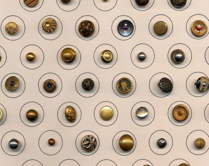 Antique Victorian Tiny Diminutive Button Lot of 70 Metal Buttons Ca ...